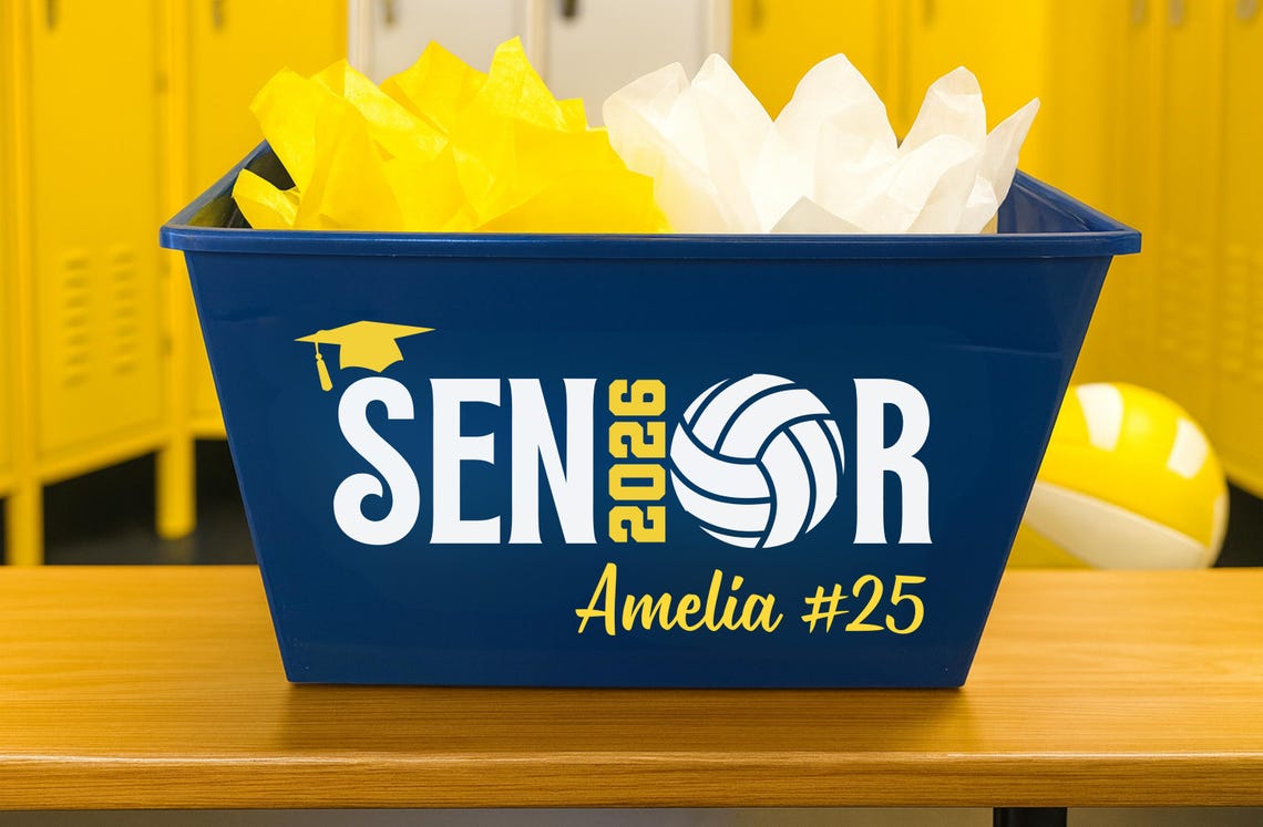 Personalized Volleyball Graduation Basket, Custom Volleyball Bucket ...