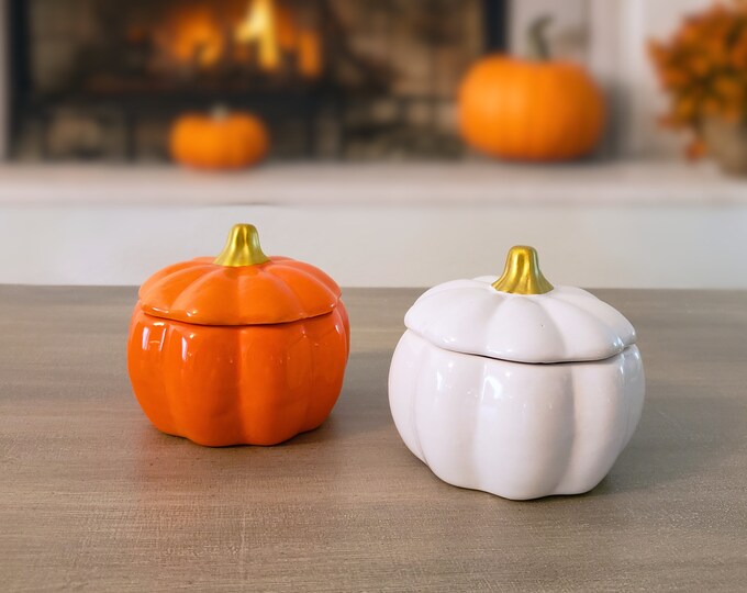 Glass Pumpkin With Lid, Fall Decoration, 4 Inch Glass Pumpkins, Mini ...