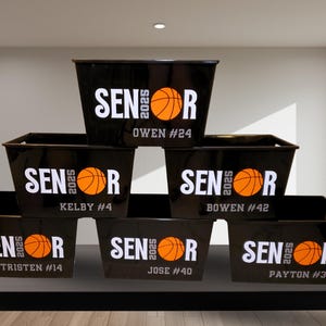 Custom Senior Basketball Gift Basket, Personalized Graduation Basket ...