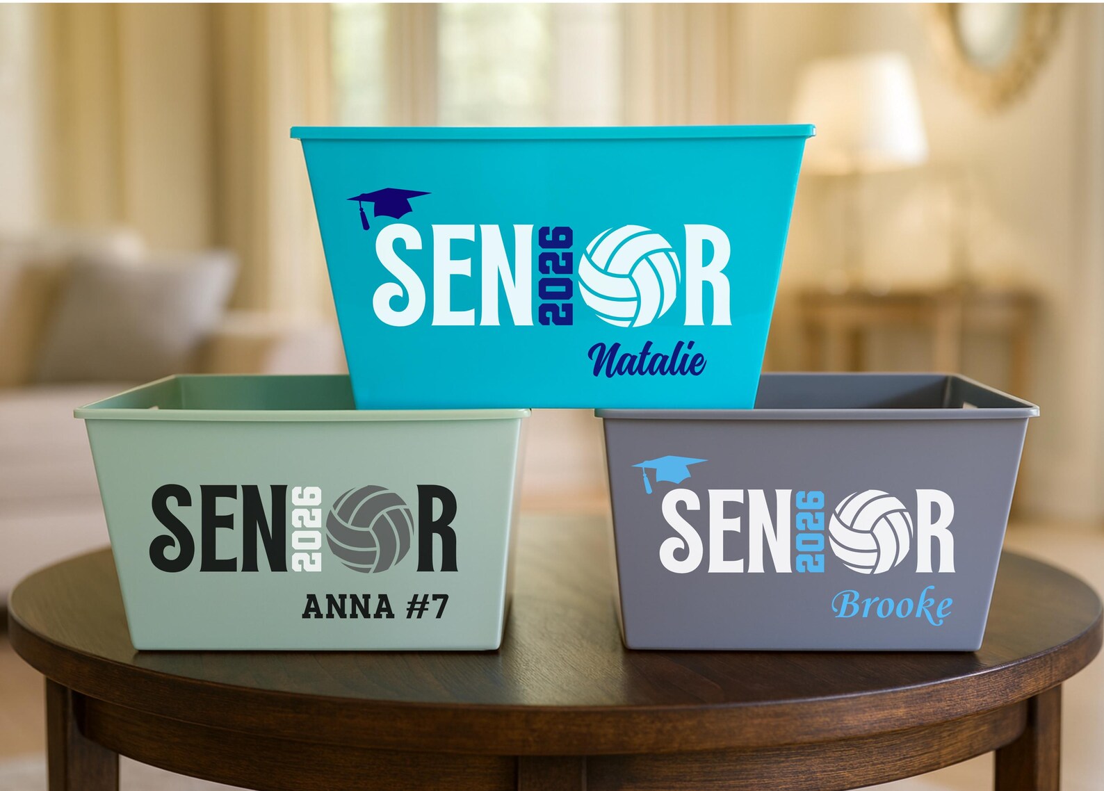 Personalized Volleyball Graduation Basket, Custom Volleyball Bucket ...