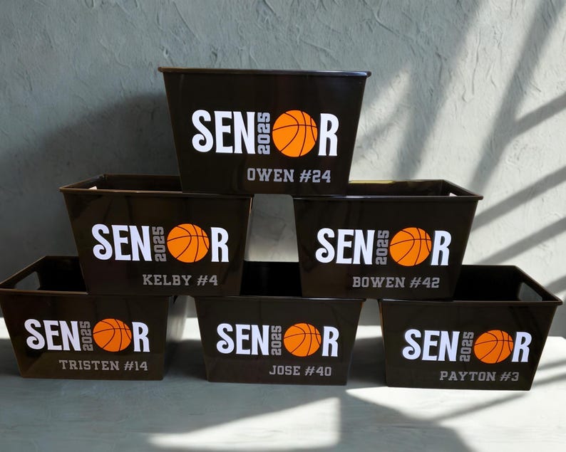 Custom Senior Basketball Gift Basket, Personalized Graduation Basket ...