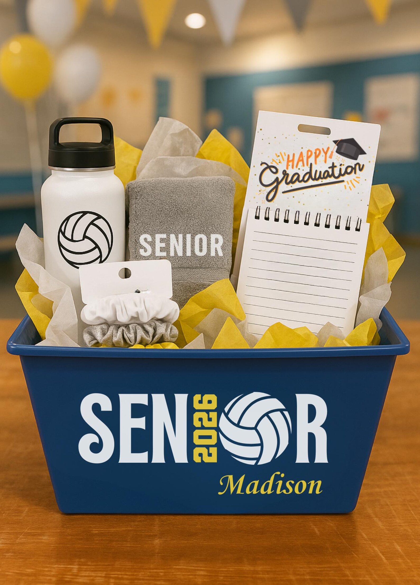 Personalized Volleyball Graduation Basket, Custom Volleyball Bucket ...