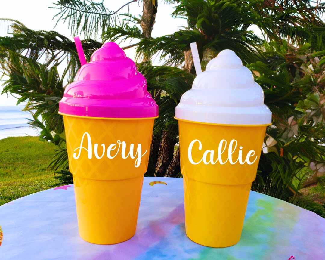 Jumbo Ice Cream Cone Tumbler With Straw, Personalized Large Drinking ...