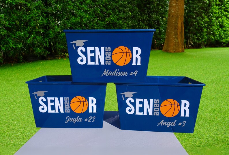 Custom Senior Basketball Gift Basket, Personalized Graduation Basket ...