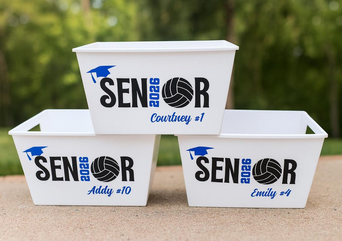 Personalized Volleyball Graduation Basket, Custom Volleyball Bucket ...