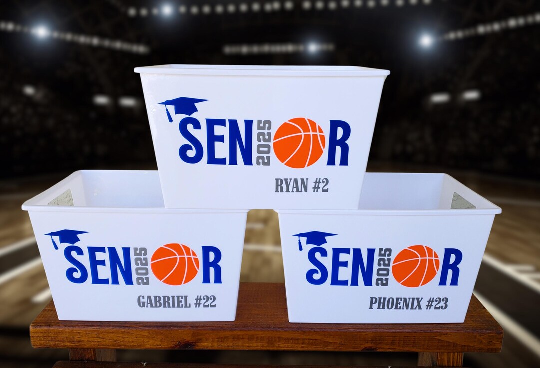 Custom Senior Basketball Gift Basket, Personalized Graduation Basket ...
