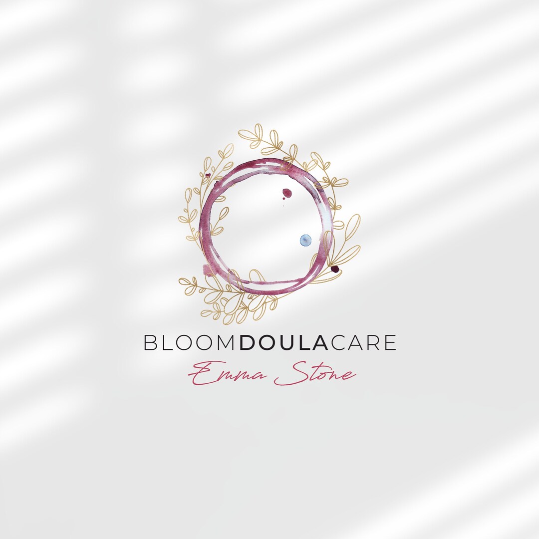 Boho Flower Logo Design Hand-drawn Circle Logo in Rose Tones Ideal for ...