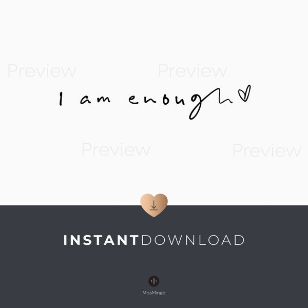 I Am Enough Tattoo Design - Etsy