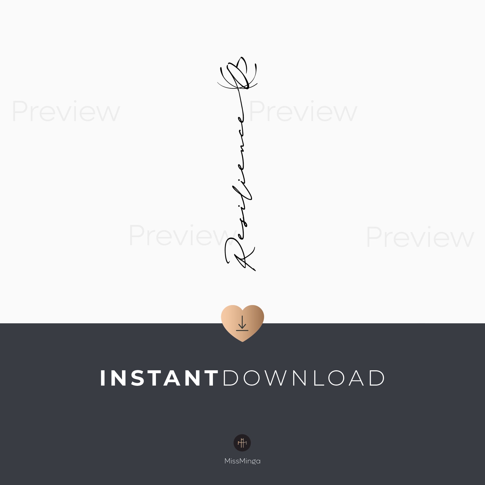 Resilience Tattoo Template Lotus Flower (Instant Download) - Etsy