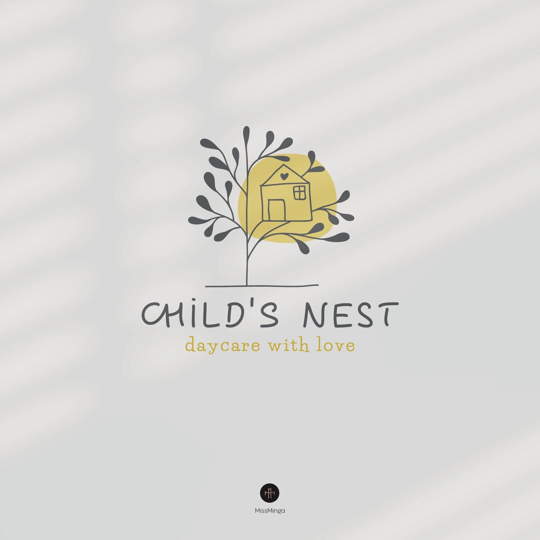 Tiny House Tree Logo for Childcare Hand Drawn Logo for Forest ...