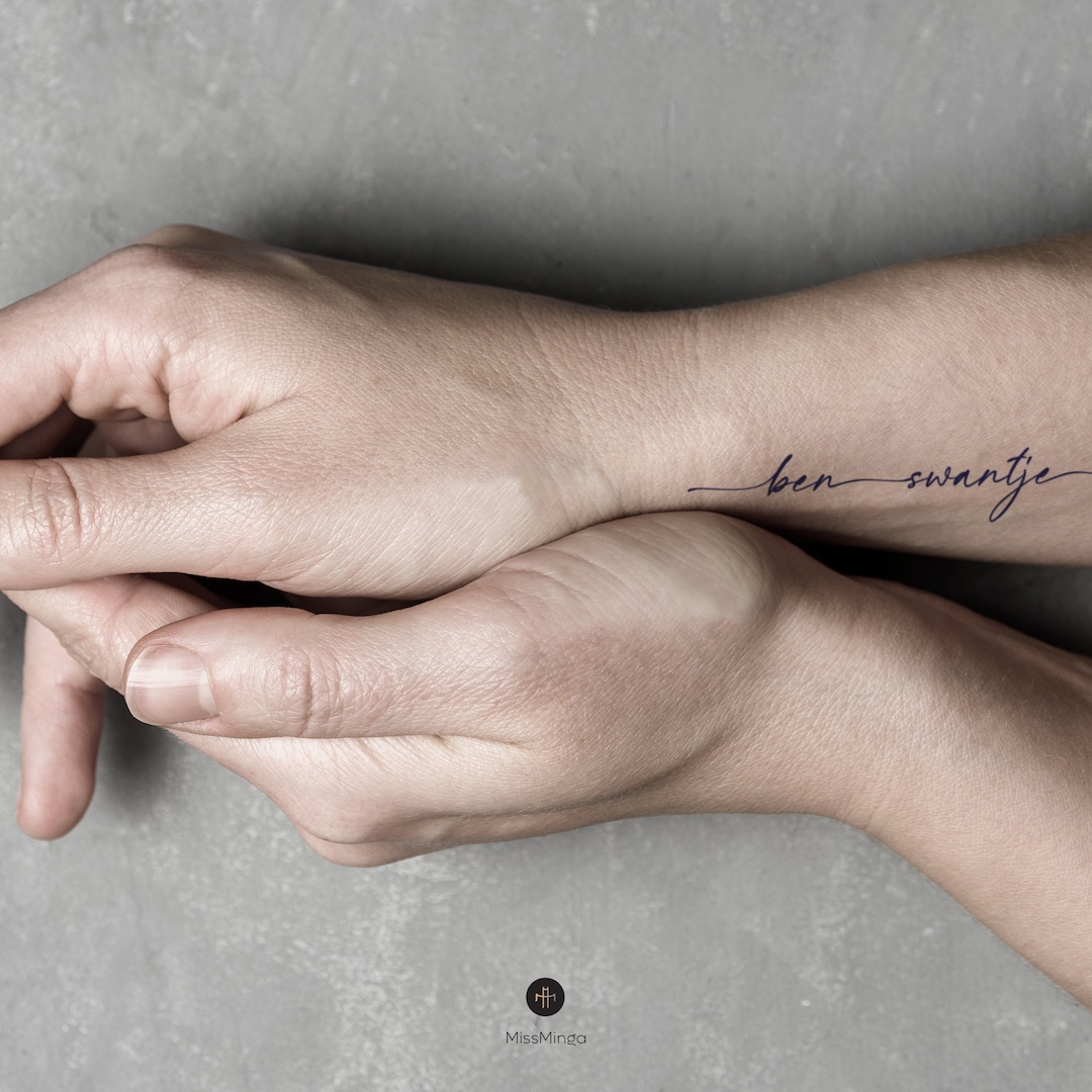 Name Tattoo Design With Swashes Fineline Calligraphy for Partner or ...