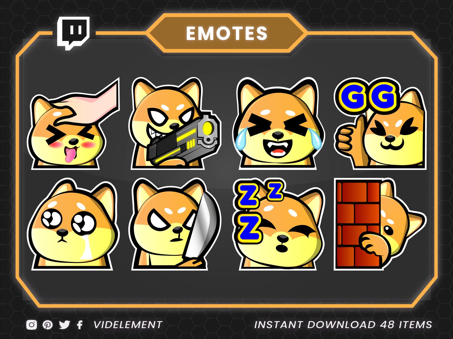48 Twitch Emotes Twitch Sub Emotes Discord Emote Text - Etsy