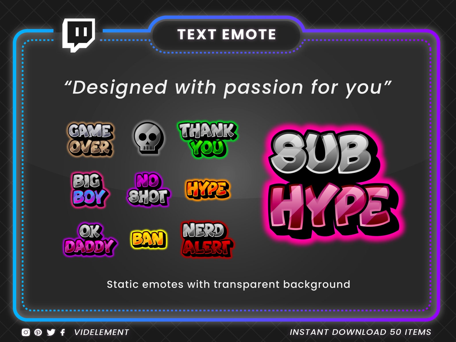 50 Text Emote Twitch Text Emotes Twitch Emote Discord - Etsy