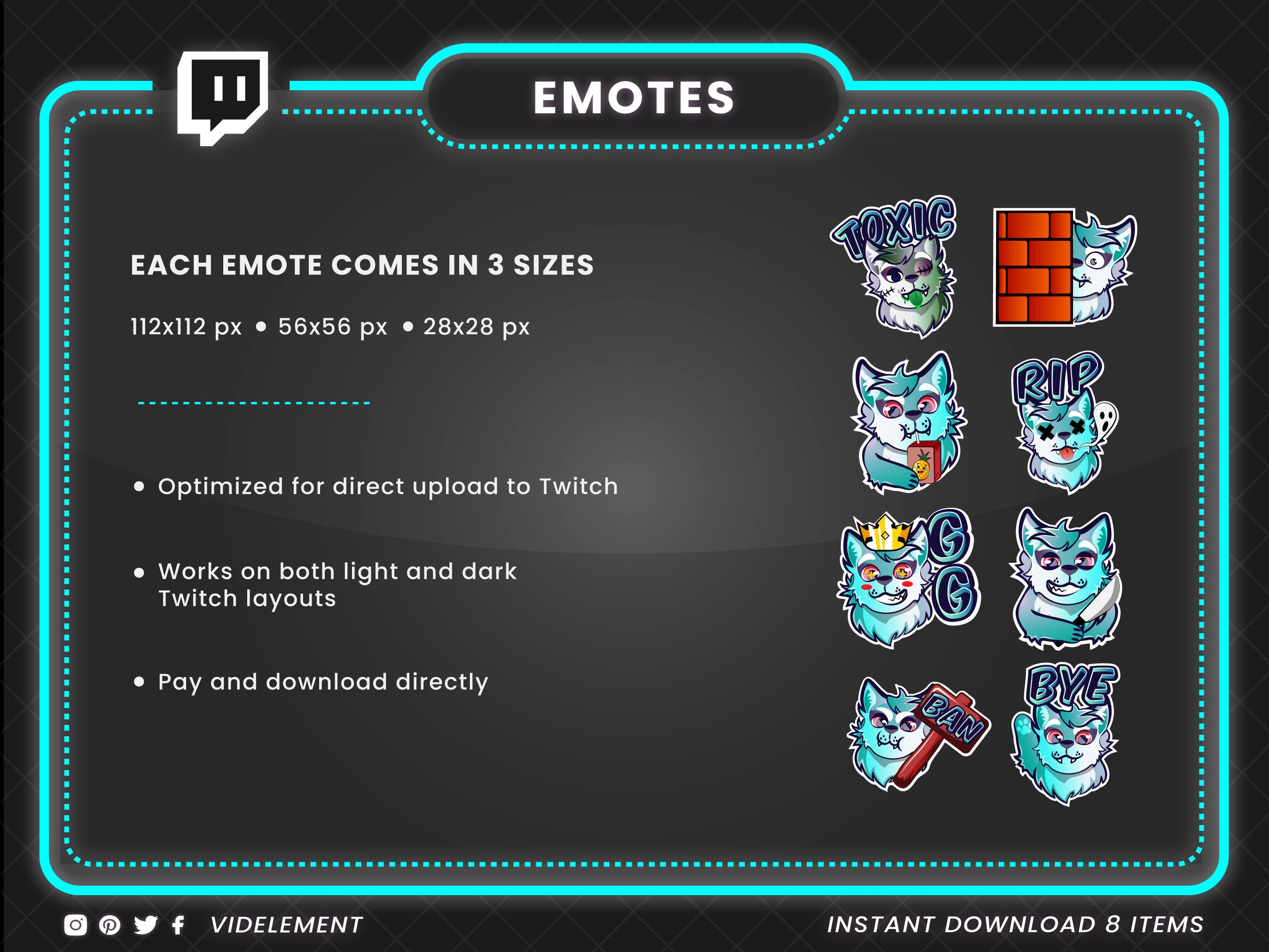 Wolf Emote, Twitch Emote, Discord Emote, Wolf Text Emote, Tier Emote ...