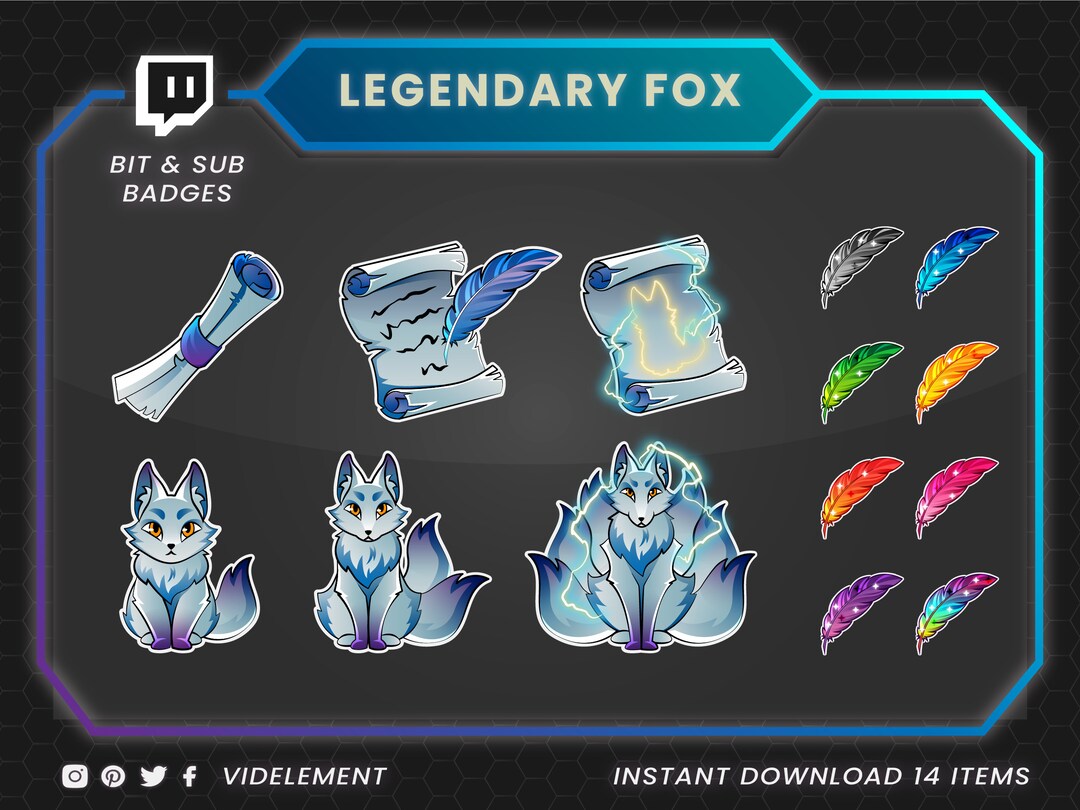 Fox Sub Badges, Feather Bit Badges, Twitch Sub Badges, Twitch Badges ...