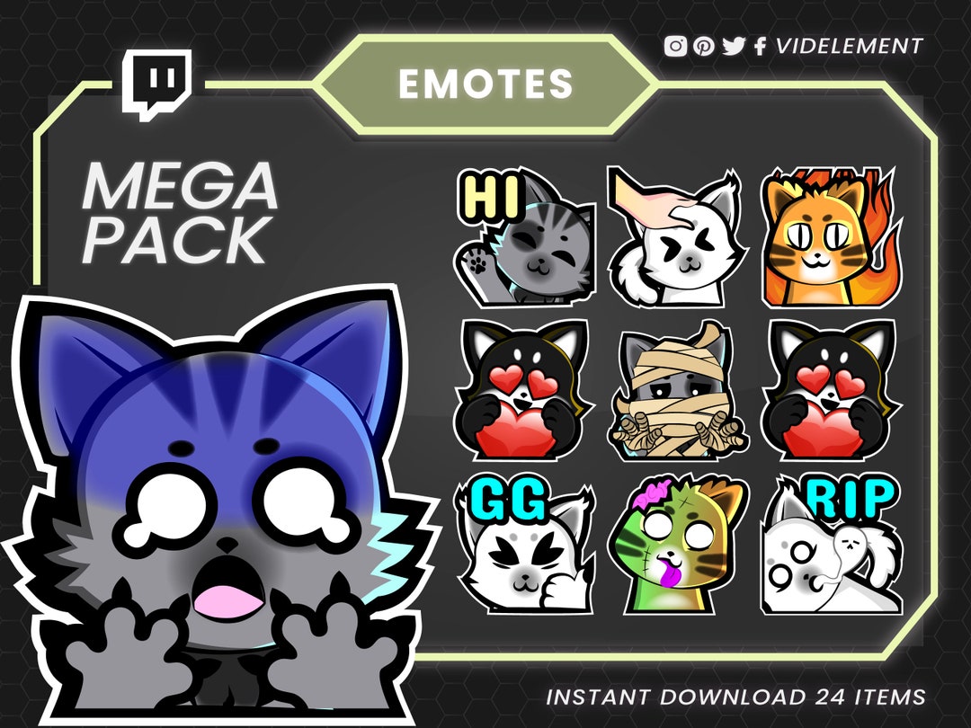 Cats Twitch Emotes, Twitch Sub Emotes, Discord Emotes, Text Emotes, Cat ...
