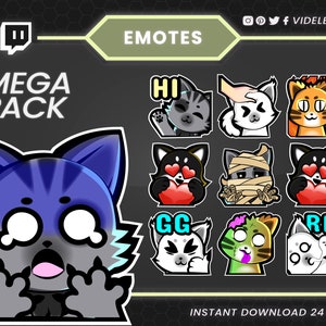 Cats Twitch Emotes, Twitch Sub Emotes, Discord Emotes, Text Emotes, Cat ...