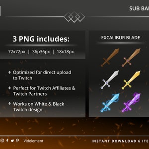 Blade Sub Badges Twitch Sub Badges Twitch Badges Badges | Etsy