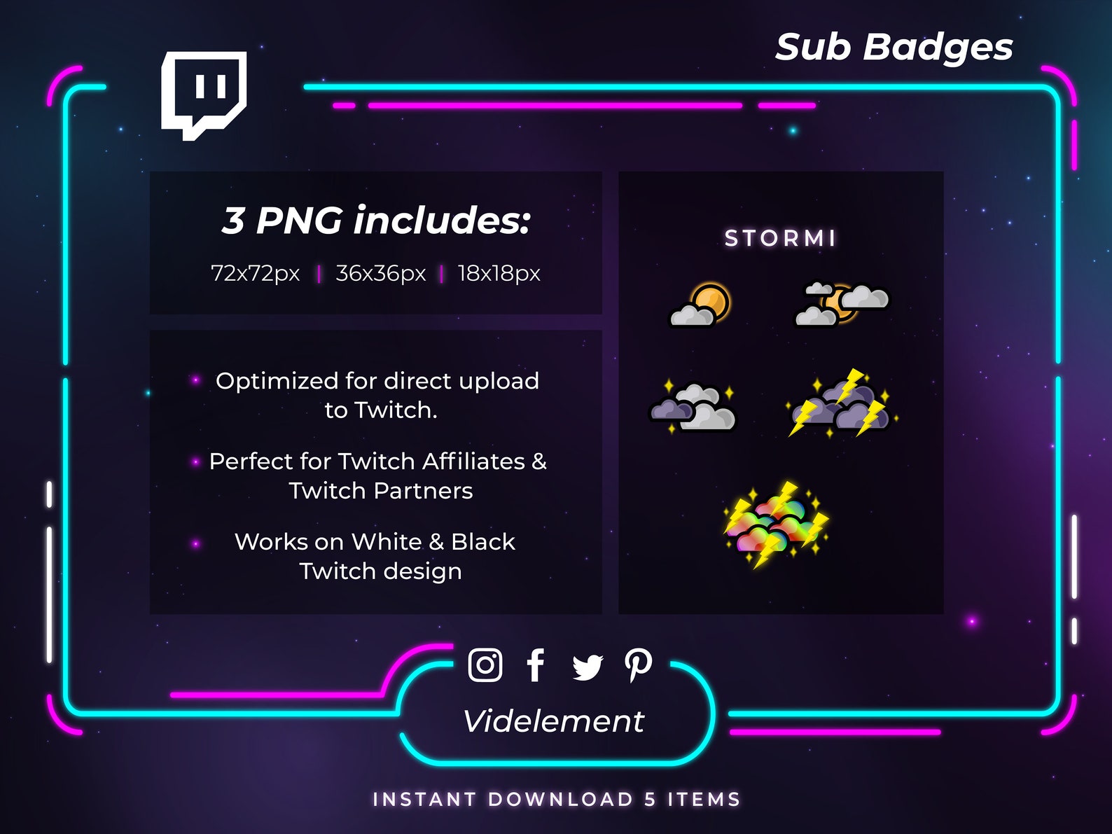 Storm Sub Badges, Twitch Sub Badges, Twitch Badges, Twitch Sub Badge ...