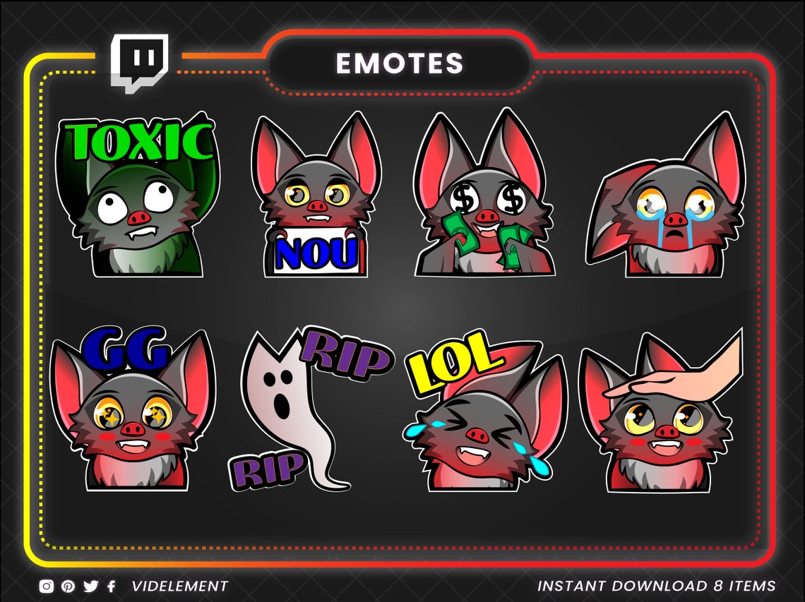 8 Bat Emotes Twitch Emote Bat Text Emote Animal Emote - Etsy UK