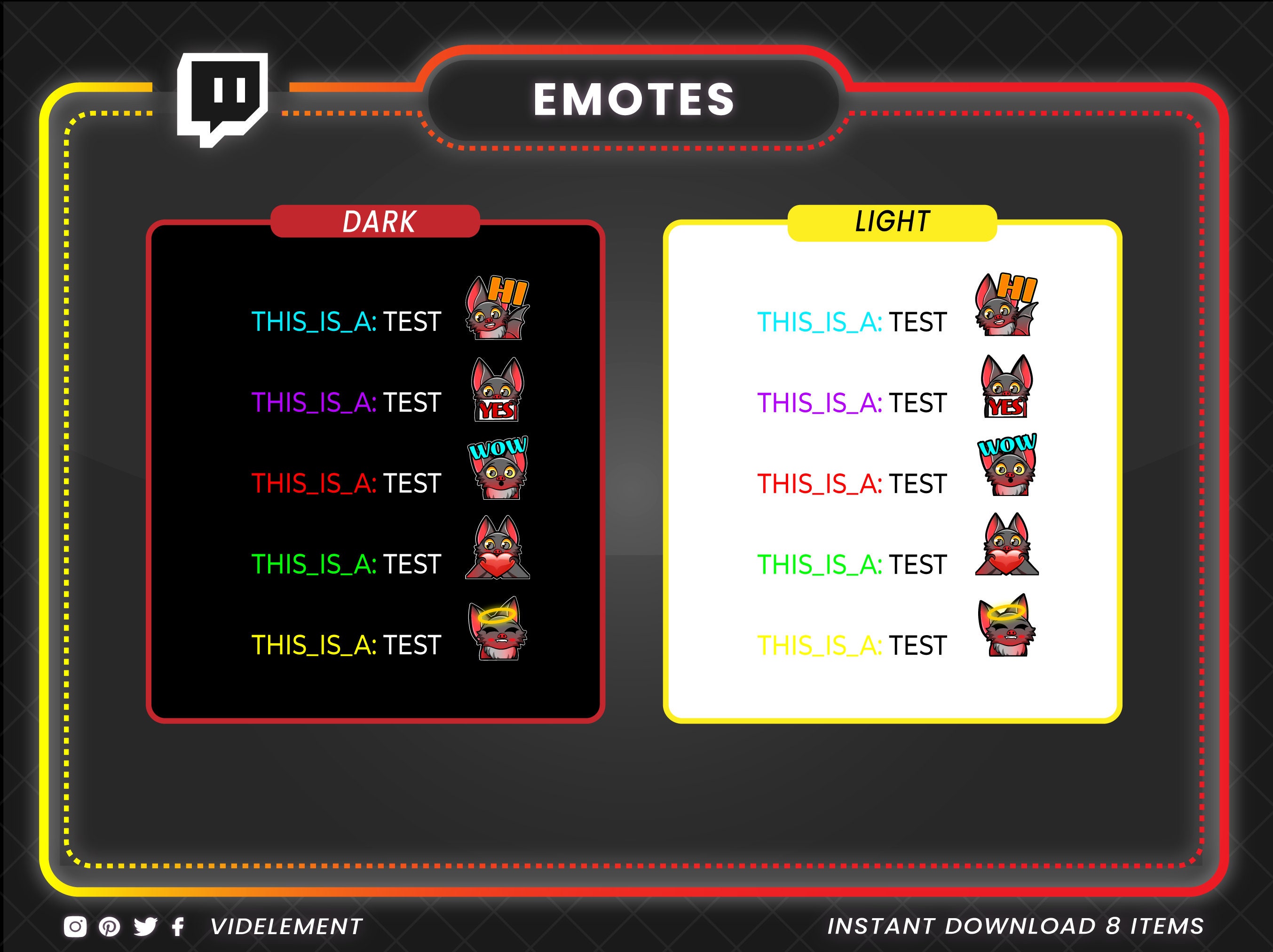 8 Bat Emotes Twitch Emote Bat Text Emote Animal Emote Hype - Etsy