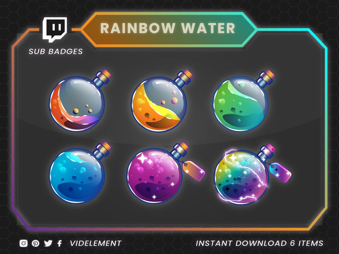 Water Sub Badges Rainbow Sub Badges Twitch Sub Badges - Etsy