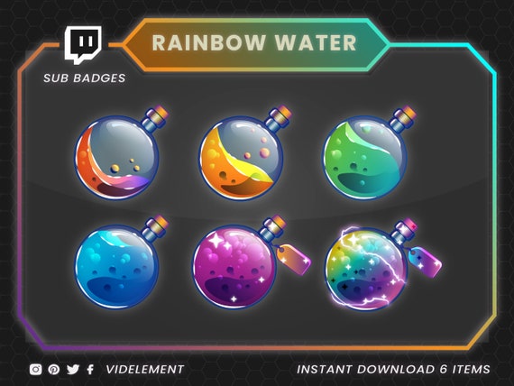 Water Sub Badges Rainbow Sub Badges Twitch Sub Badges - Etsy Australia