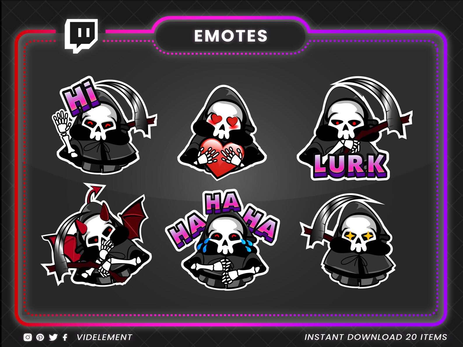 Twitch Emotes, Twitch Sub Emotes, Discord Emote, Text Emotes, Shinigami ...