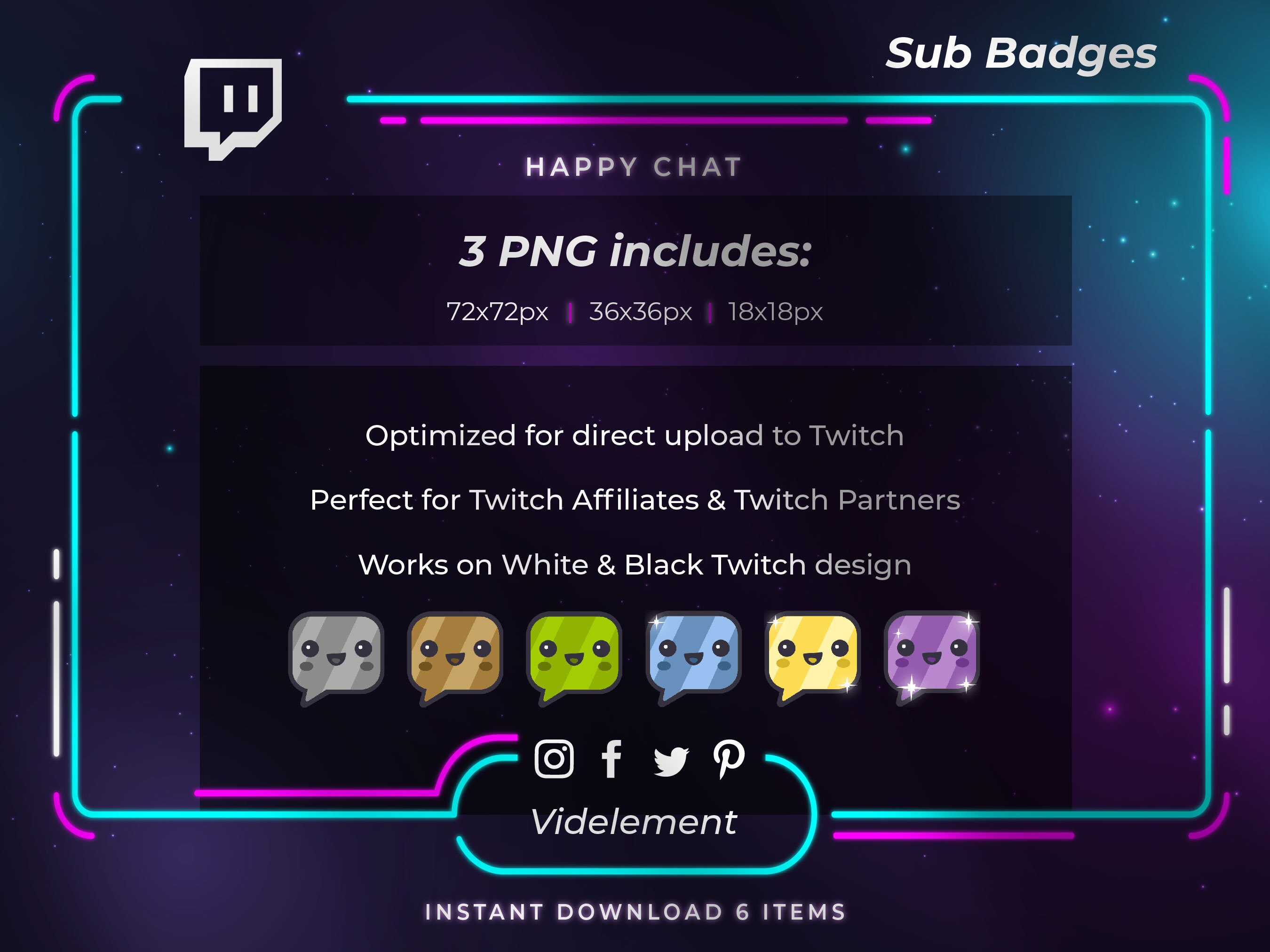 Happy Chat Twitch Sub Badges Twitch Badges Twitch Sub Badge - Etsy ...