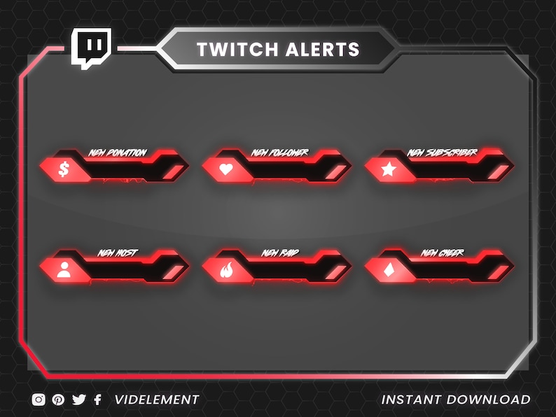 Animated Red Twitch Alerts: Streamer Pack (.webm) - Etsy