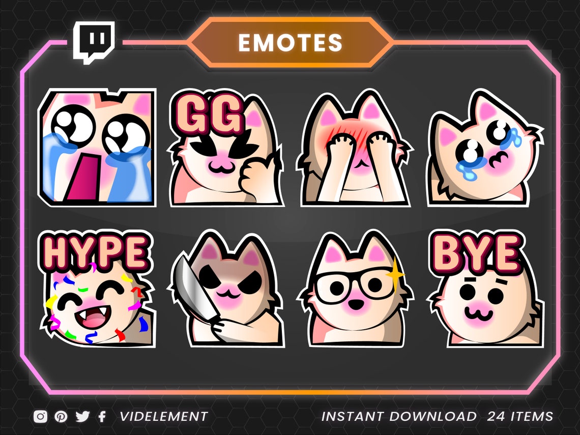 Kitten Twitch Emotes Twitch Sub Emotes Discord Emotes Text - Etsy