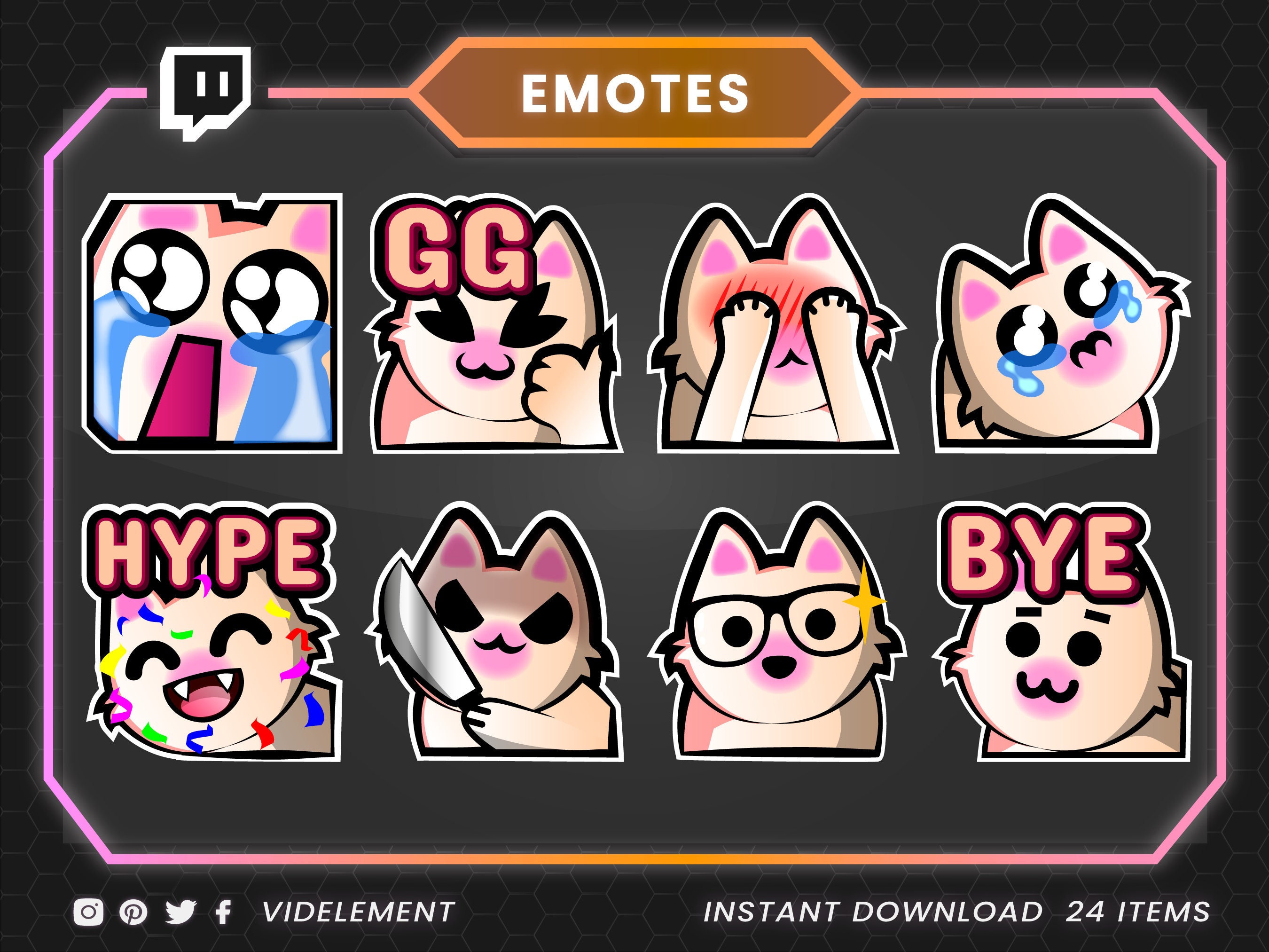 Kitten Twitch Emotes Twitch Sub Emotes Discord Emotes Text - Etsy
