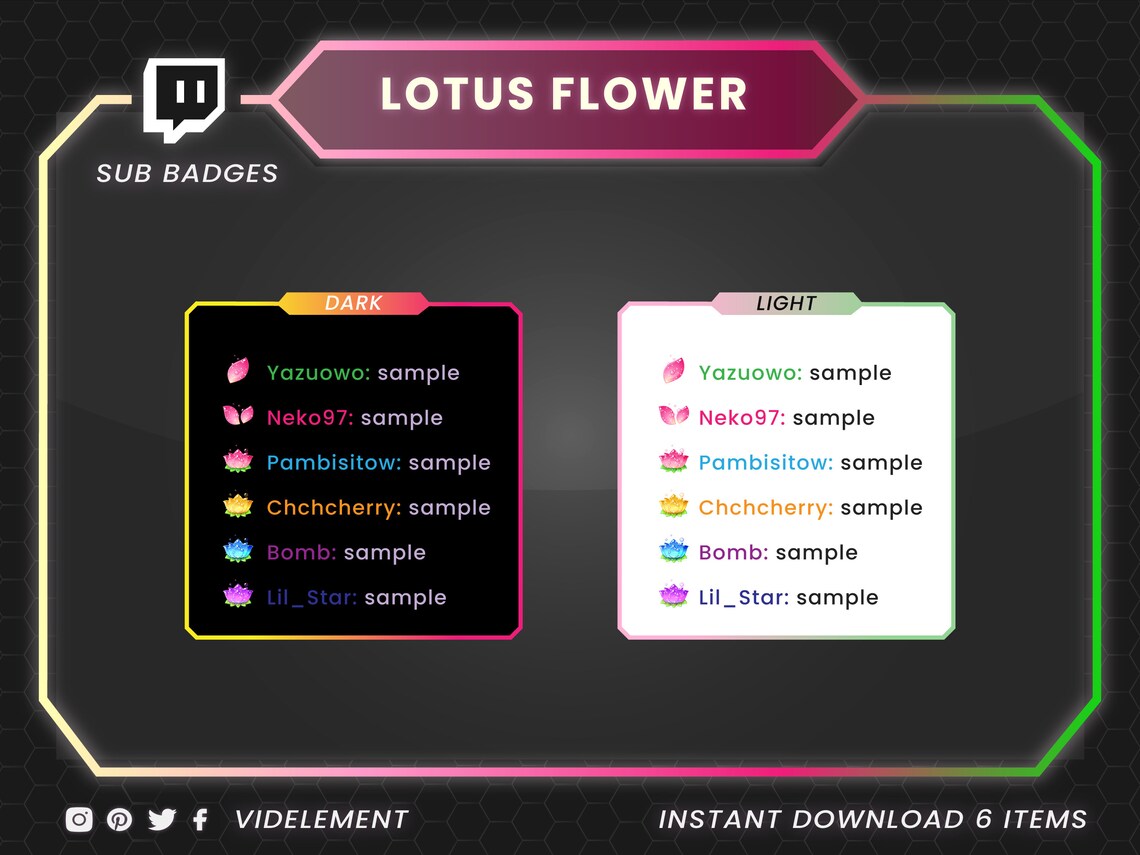 Lotus Flower Badges, Flower Sub Badges, Twitch Sub Badges, Roses Twitch ...