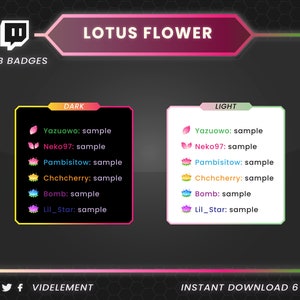Lotus Flower Badges, Flower Sub Badges, Twitch Sub Badges, Roses Twitch ...