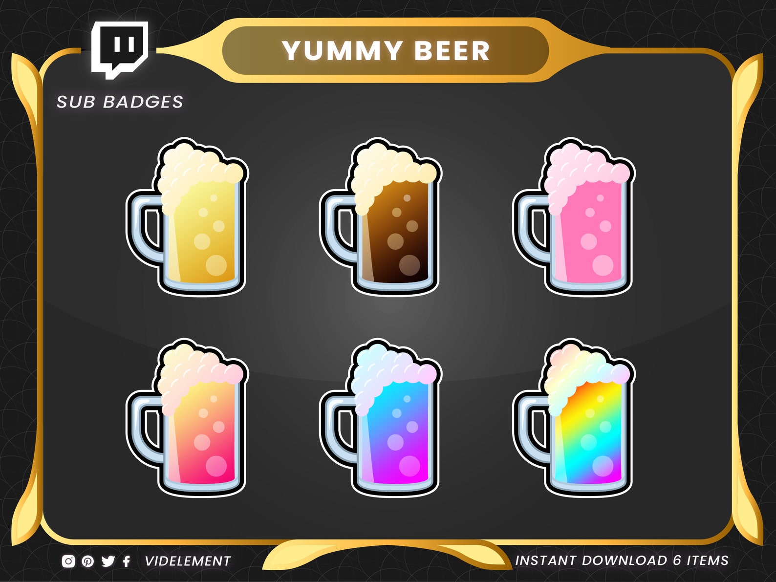 Beer Sub Badges, Twitch Sub Badges, Twitch Badges, Twitch Sub Badge ...