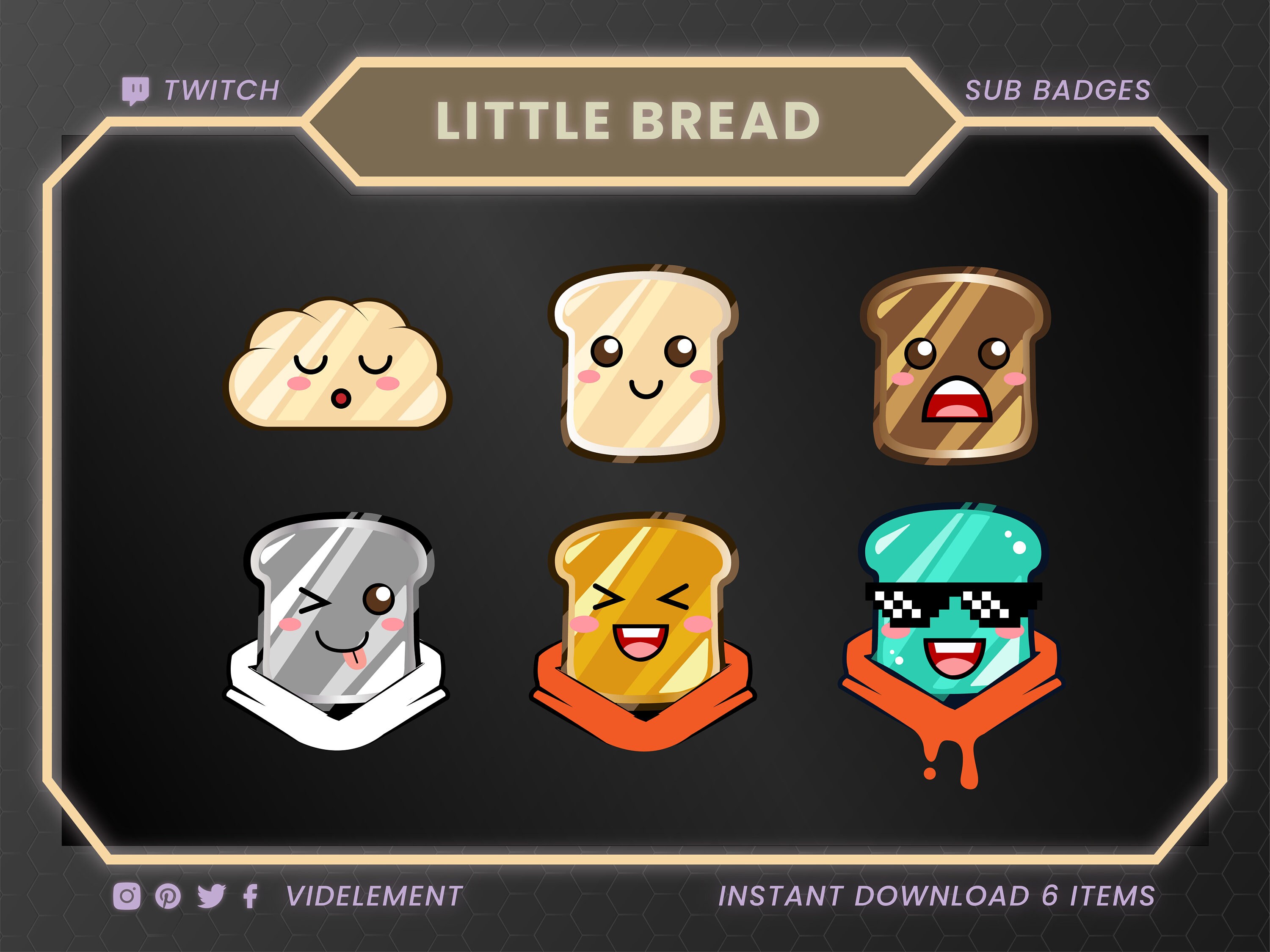 Bread Sub Badges Twitch Sub Badges Twitch Badges Twitch Sub - Etsy