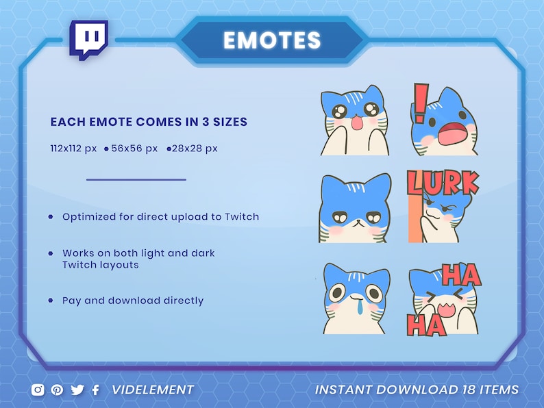 BLUE CUTE CAT Emotes Cats Twitch Emotes Twitch Sub Emotes - Etsy Ireland
