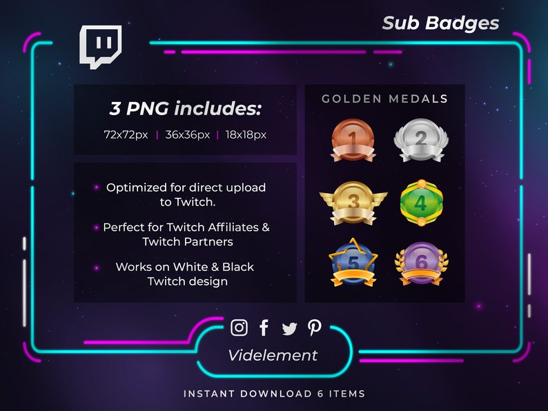 Twitch Sub Badges Twitch Badges Twitch Sub Badge Sub Badges - Etsy