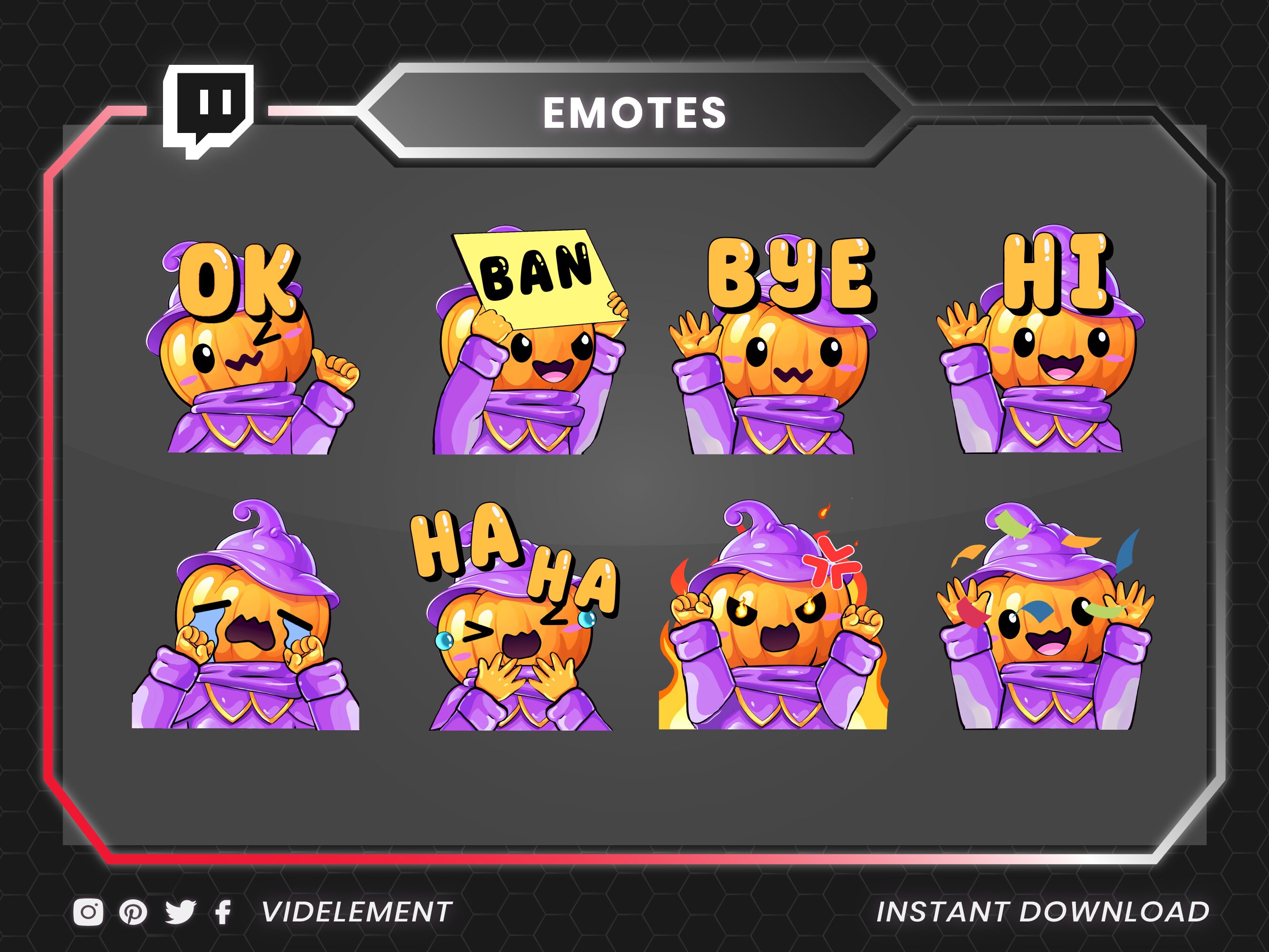Pumpkin Halloween Stream Pack – Spooky Twitch Overlay, Animated Emotes ...