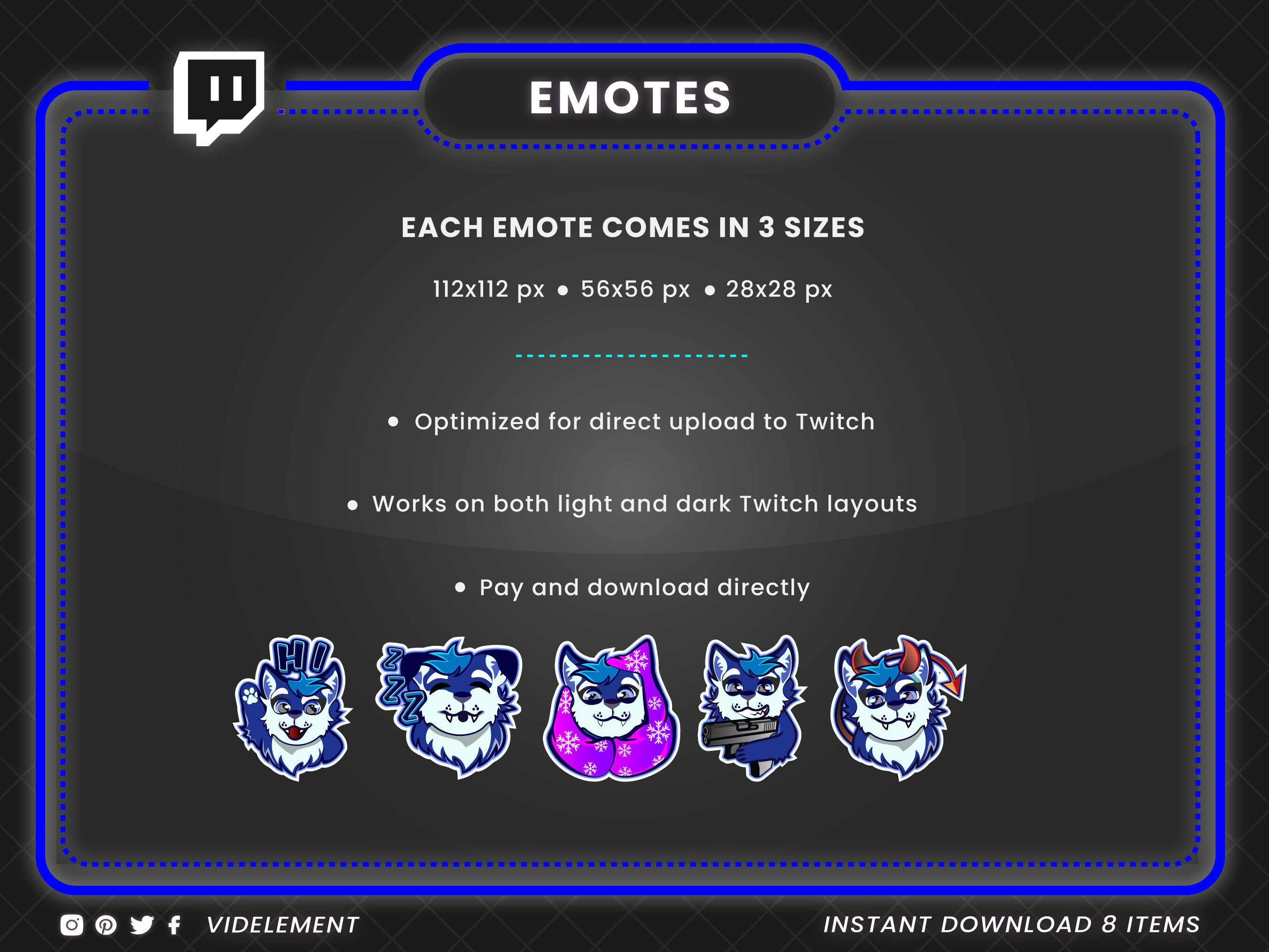 Wolf Emotes Twitch Emote Discord Emote Text Emote Animal | Etsy