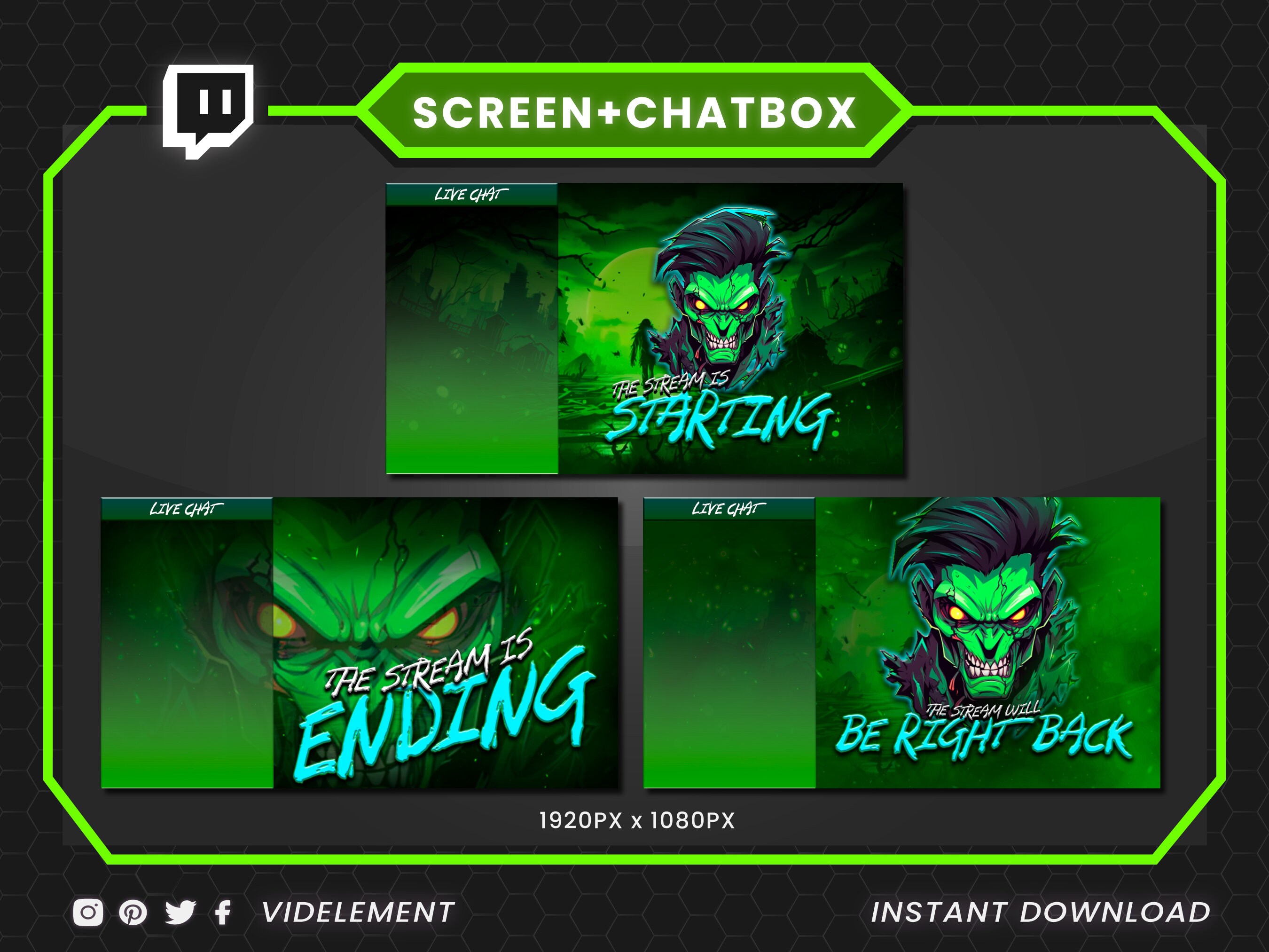 Zombie Stream Overlay Pack: Animated Alerts, Screens & Webcam Overlays ...