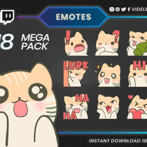 YELLOW CUTE CAT Emotes, Cats Twitch Emotes, Twitch Sub Emotes, Discord ...