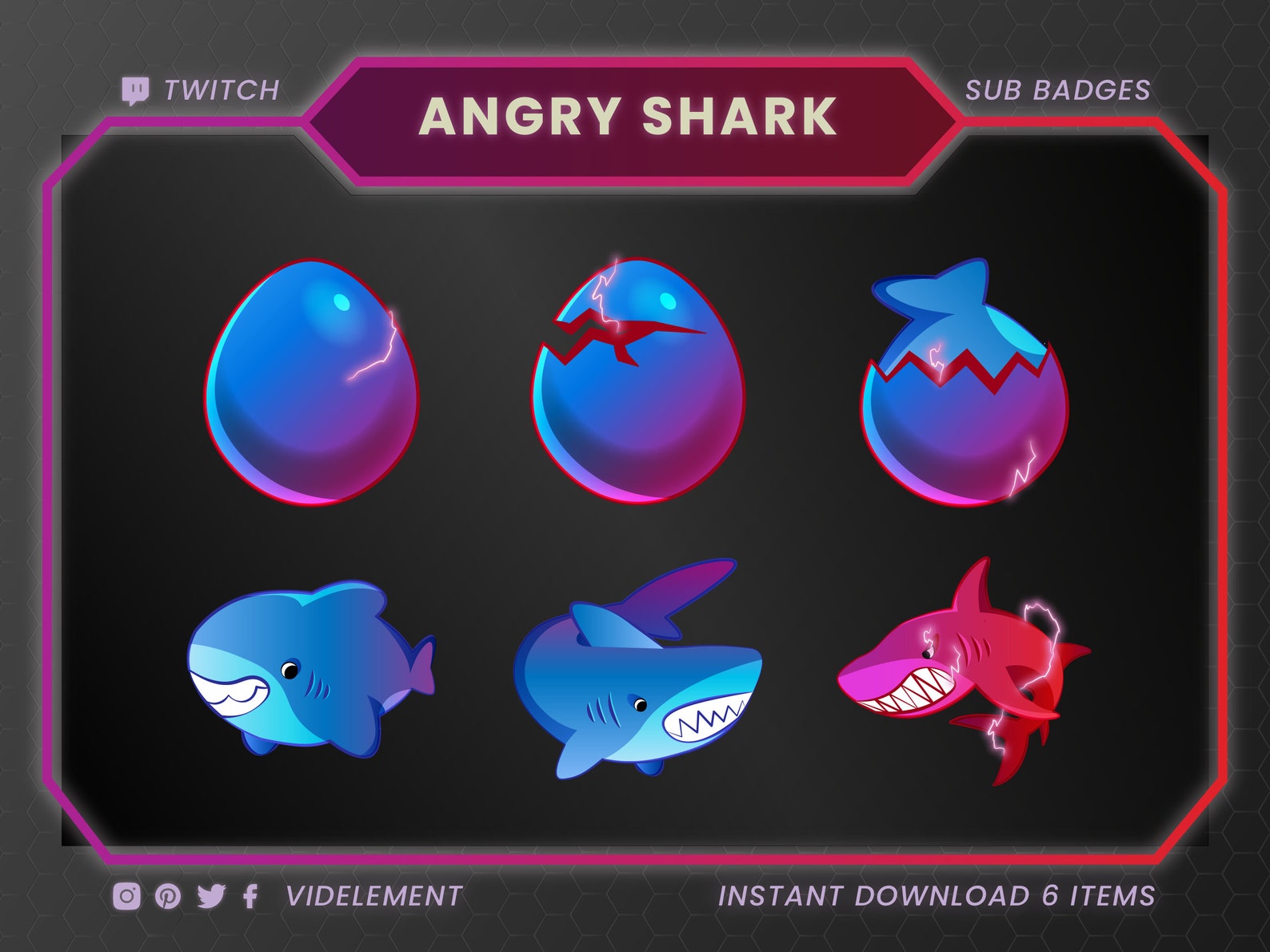 Shark Sub Badges Twitch Sub Badges Twitch Badges Twitch Sub - Etsy