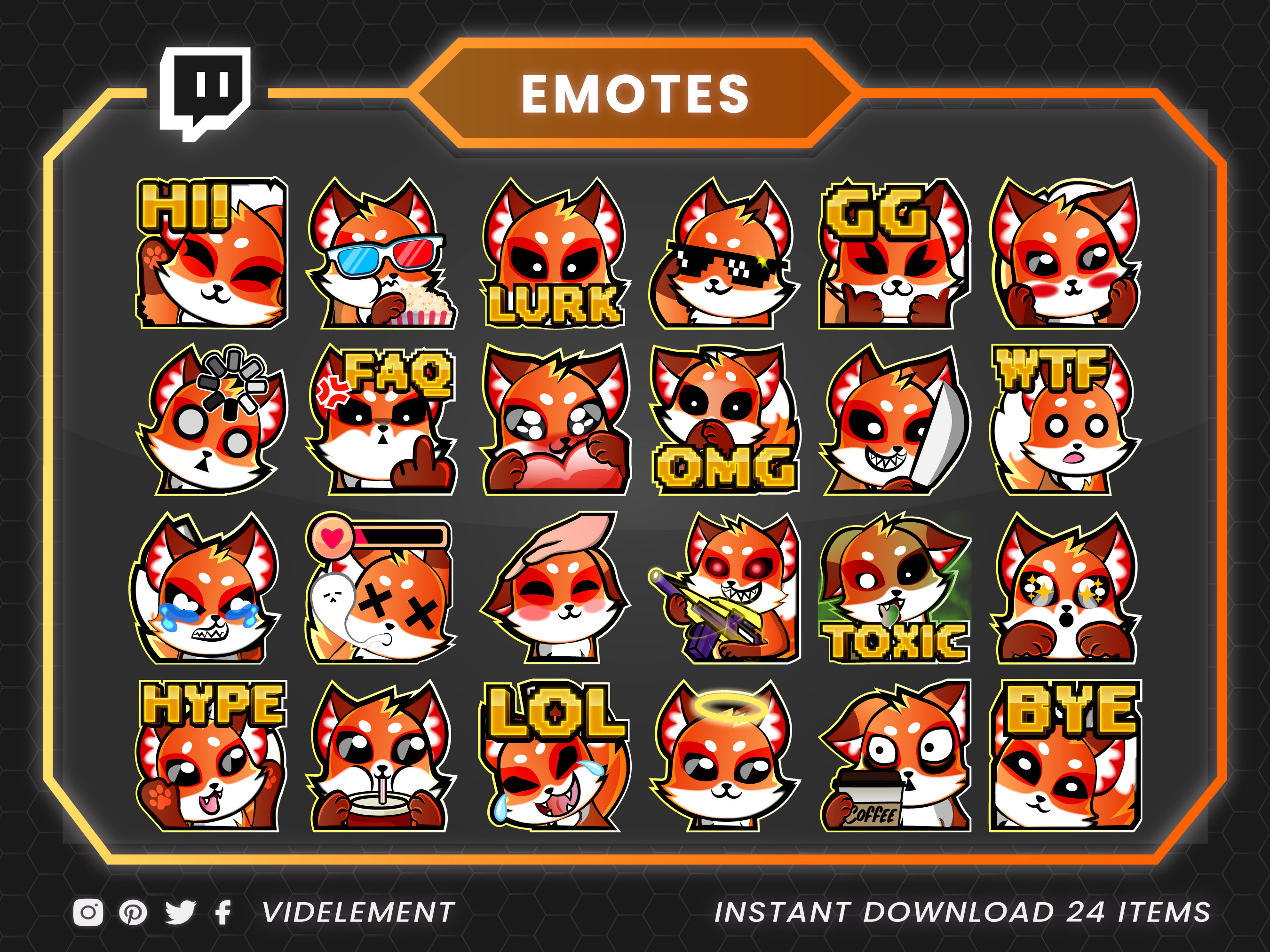Fox Emotes Twitch Emotes Fox Text Emote Fox Twitch Emotes - Etsy UK
