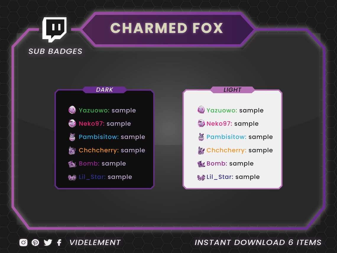 Fox Sub Badges for Your Twitch Channel | Cute Fox, Purple Fox, Twitch ...