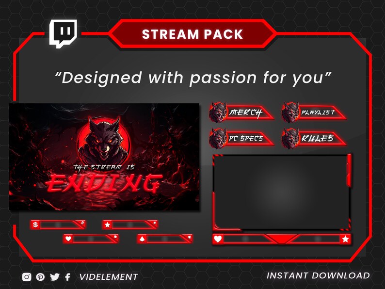 Wolf Stream Package: Twitch Overlay, Alerts, and Panels - Etsy