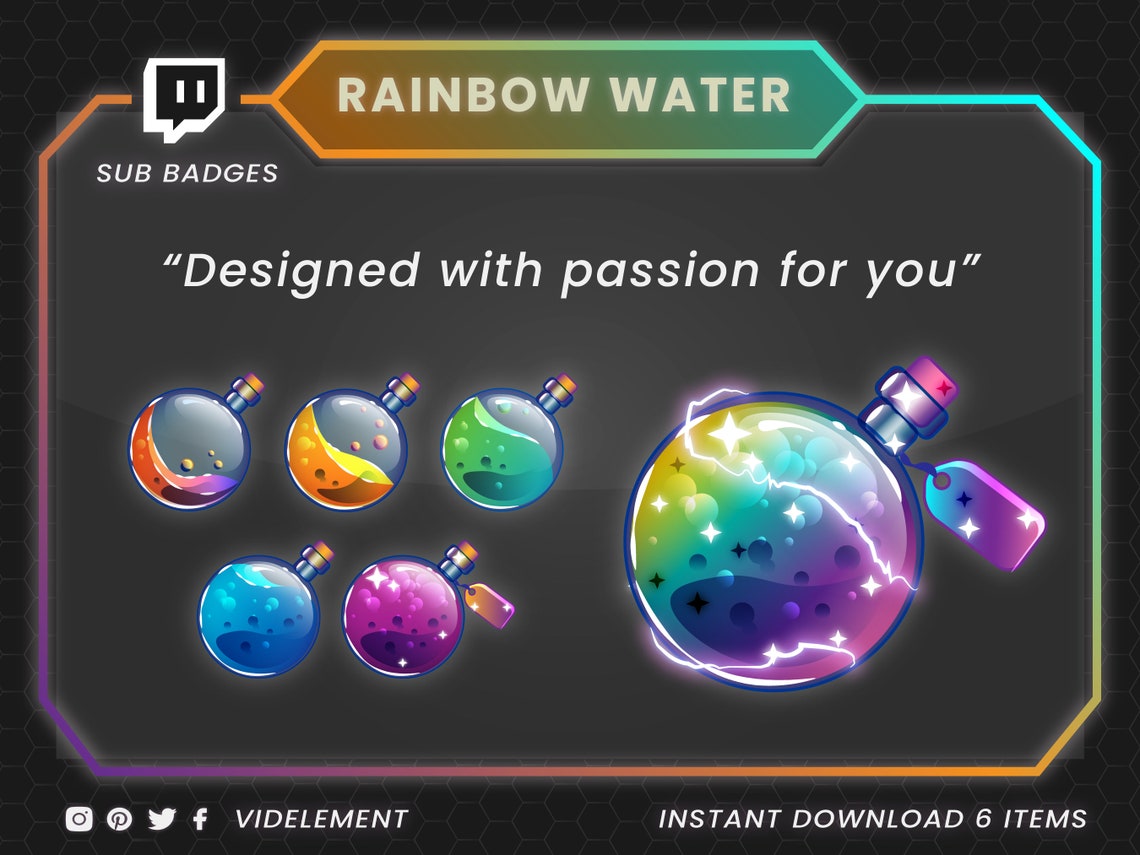 Water Sub Badges Rainbow Sub Badges Twitch Sub Badges - Etsy