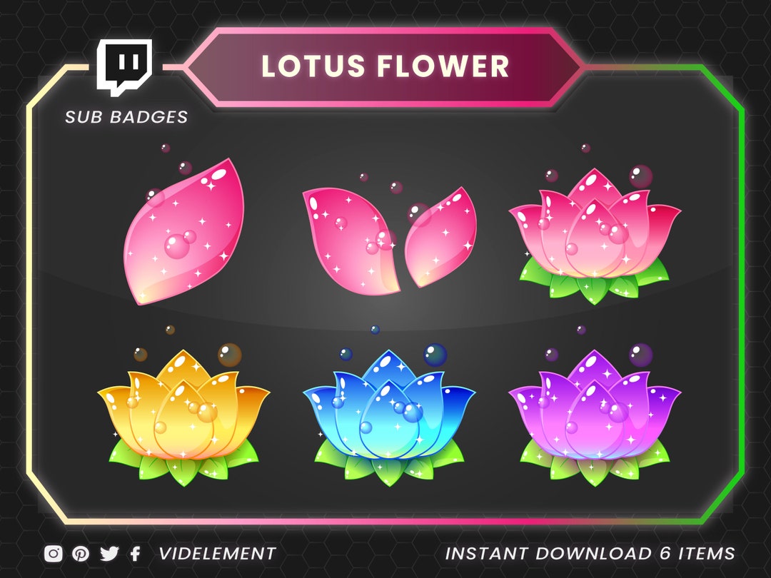 Lotus Flower Badges, Flower Sub Badges, Twitch Sub Badges, Roses Twitch ...