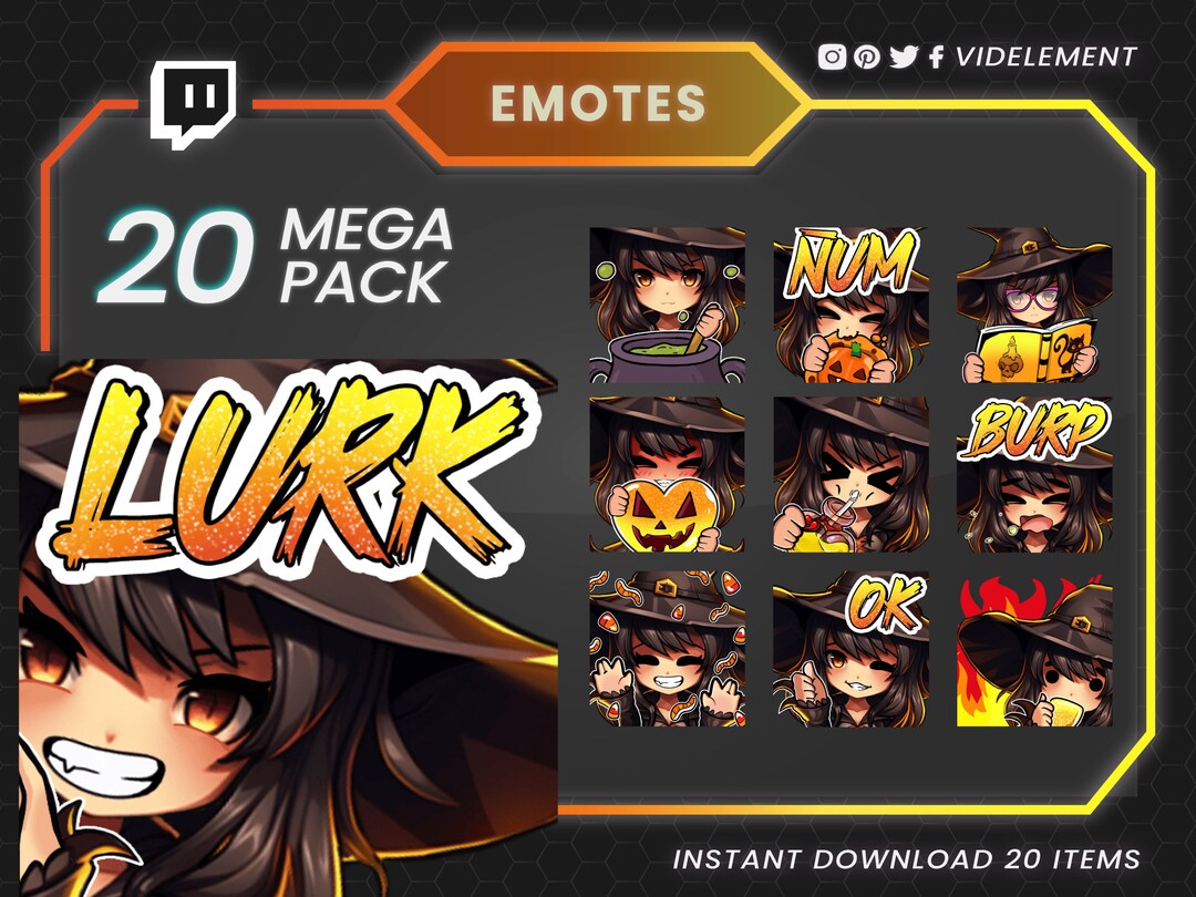 Halloween Witch Emotes: 20-piece Twitch/discord Emote Pack - Etsy