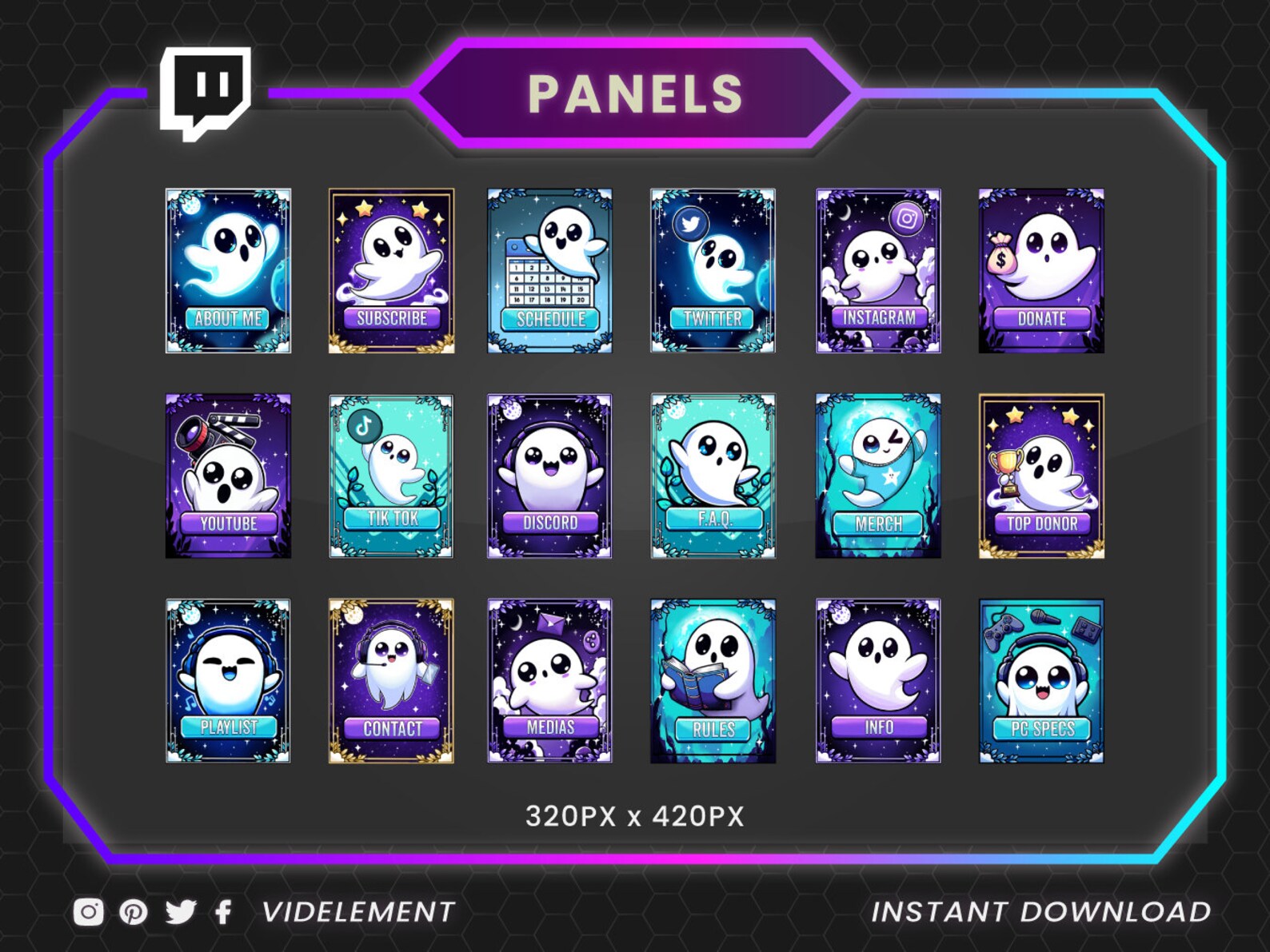 Ghost Stream Pack: Animated Twitch Overlay, Emotes, Panels - Etsy